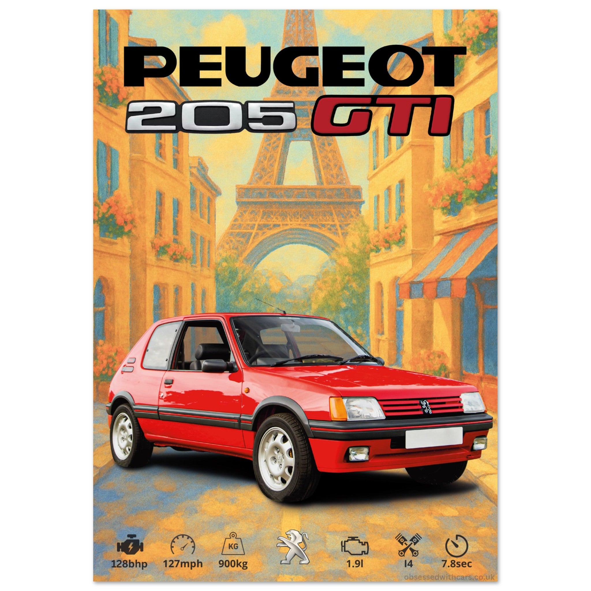 Peugeot 205 GTI Poster - Abstract Collection | Premium Car Posters ...
